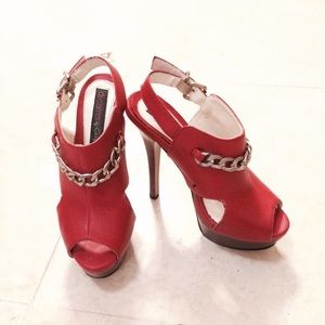Shoes | Red Gold Chains High Heels | Poshmark